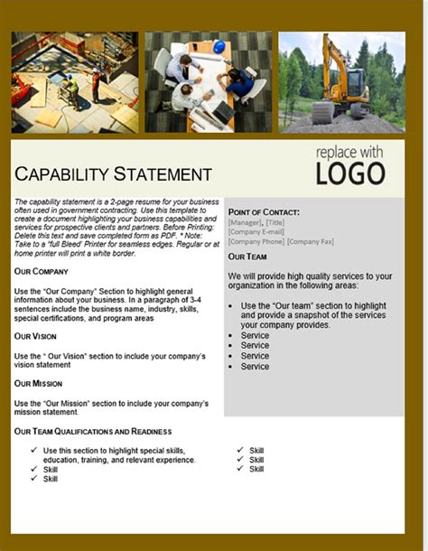 Capability Statement Template Canva