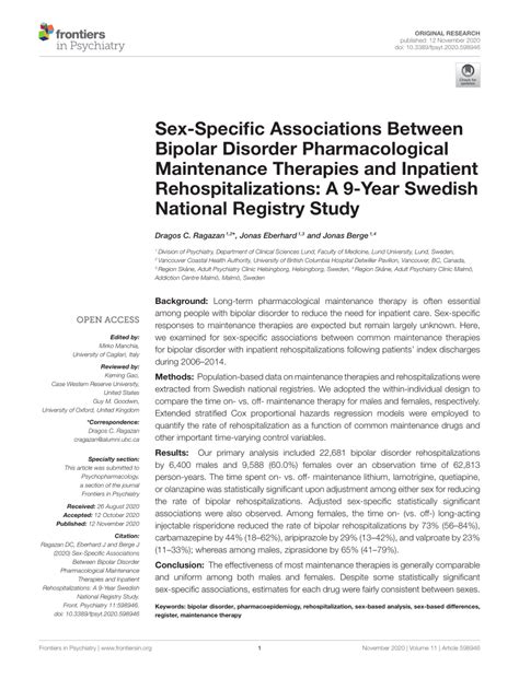 Pdf Sex Specific Associations Between Bipolar Disorder