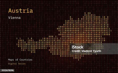 austria map shown in binary code pattern matrix numbers zero one stock