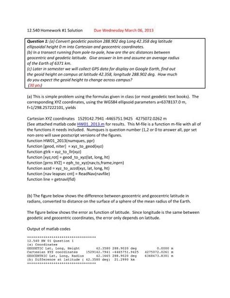 12 540 Homework 1 Solution Due Wednesday March 0 Mit