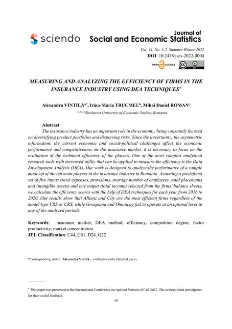 Pdf Measuring And Analyzing The Efficiency Of Firms In The Insurance