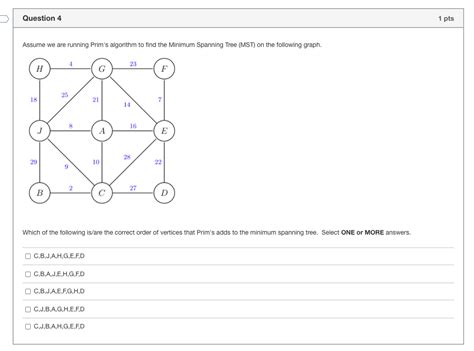solved d question 4 1 pts assume we are running prim s