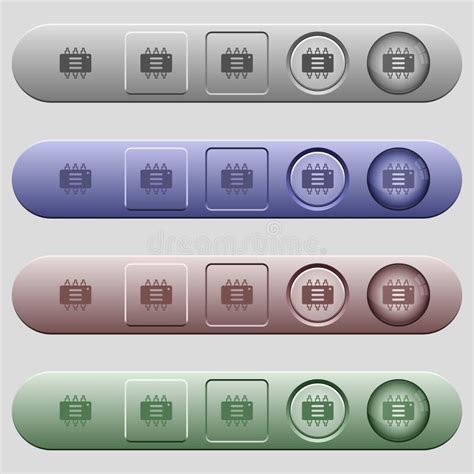 Hardware Options Icons On Horizontal Menu Bars Stock Vector