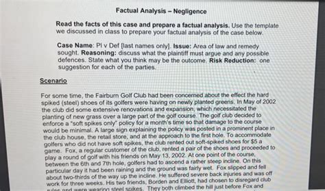 Solved Factual Analysis Negligence Read The Facts Of This