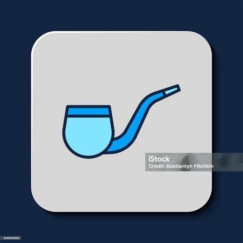 채워진 윤곽선 파란색 배경에 분리된 파이프 흡연 아이콘이 없습니다 담배를 피우지 마십시오 파이프 벡터 가득 찬에 대한 스톡 벡터 아트 및 기타 이미지 Istock