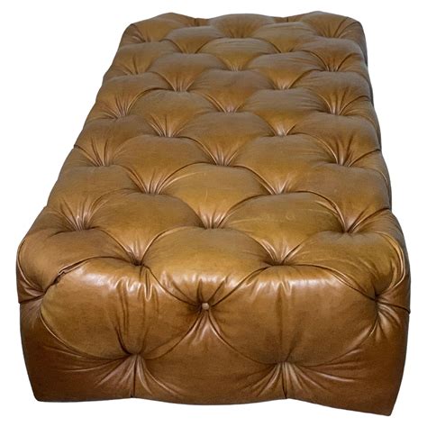Rh Camel Leather Ottoman At 1stdibs