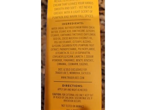 Trader Joes Ultra Moisturizing Hand Cream Pumpkin 3 Oz85 G