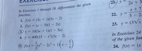 Solved Exercije In Exercises 1 Through 18 Differentiate The