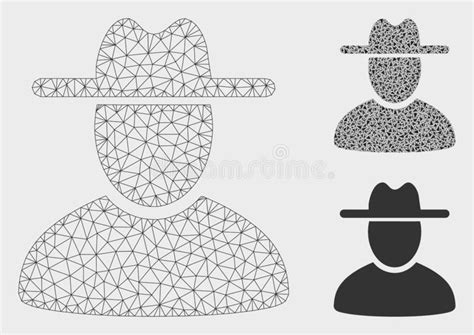 Hat Man Vector Mesh Network Model And Triangle Mosaic Icon Stock Vector Illustration Of