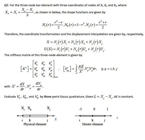 solved q7 for the three node bar element with three
