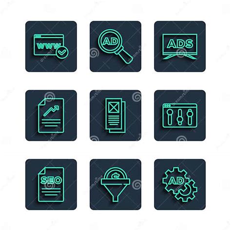 Set Line Seo Optimization Lead Management Advertising Browser Window