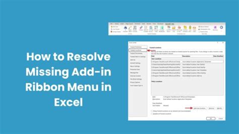 Resolving Missing Add In Ribbon Menus In Excel SkySuite