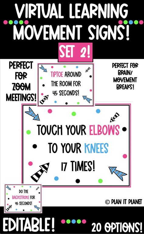 Distance Learning Brain Break Slides Perfect For Zoom Editable Set