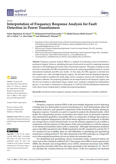 Pdf Interpretation Of Frequency Response Analysis For Fault Detection In Power Transformers