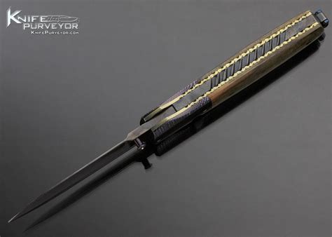 Steven Skiff Custom Knife Blued Damascus And Mammoth Linerlock Knife Purveyor