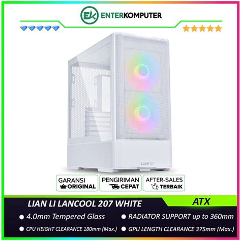 Jual Lian Li Lancool 207 White 4 0mm Tempered Glass Front Side Psu