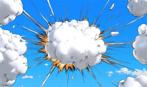 Explosion Cloud Effect Graphic Illustration On Blue Sky Background
