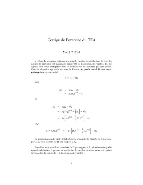 TD corrigé ex Correction TD exercice CorrigÈ de líexercice du TD March a