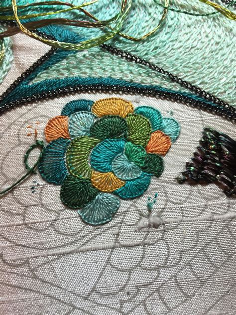 Hand Embroidery Art Close Up View