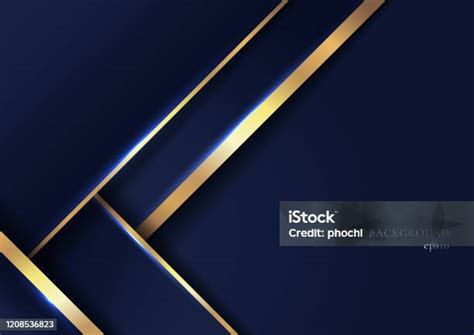 스트라이프 골든 라인과 어두운 파란색 배경에 조명 추상 우아한 파란색 기하학적 중첩 레이어 0명에 대한 스톡 벡터 아트 및 기타
