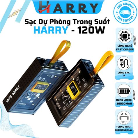 Sạc Dự Phòng Onebi 30000mah 120w Trong Suốt Sạc Nhanh Chuẩn Pd20w Có