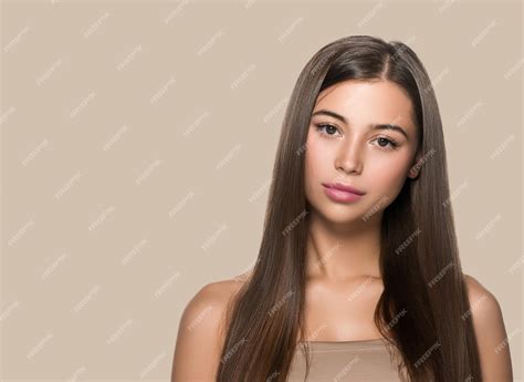 Premium Photo Smooth Hair Woman Long Hair Beauty Girl With Pink Lips