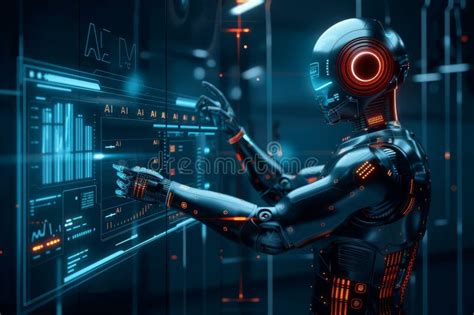 robot ai using digital sphere connection hologram 3d rendering stock