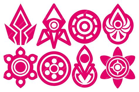 Set Of 30 Characters Cyberpunk Symbol White Background By Art Alfons Mucha No Text Vector