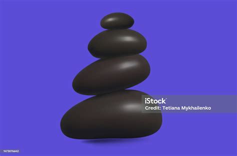 스톤 밸런스 3d 조화와 영성 휴식과 건강 치료 환경 안정적인 정확한 피라미드 완벽한 조약돌 구조 삶의 균형 개념 명상 벡터 그림입니다 돌 바위에 대한 스톡 벡터 아트 및
