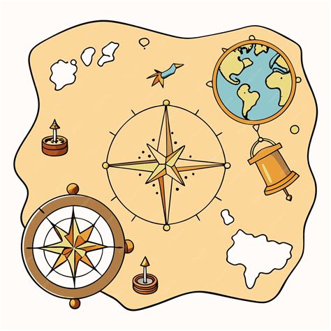 Antique Map Background Compass Designs And Navigation Tools Premium Ai Generated Vector