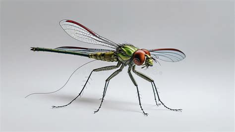 Photorealistic Mayfly With Long Tail Filaments And Upright Wings