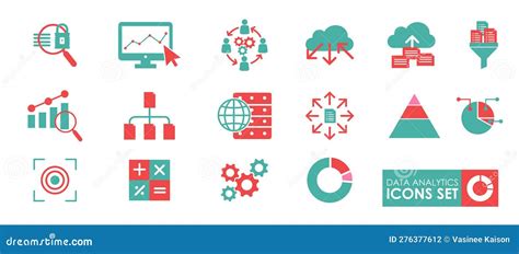 Set Of Data Analytics Icons Data Analytics Icon Set Stock Vector Illustration Of Report