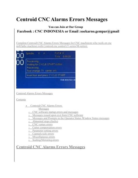 Centroid Cnc Alarms Errors Messages Pdf Programming Languages