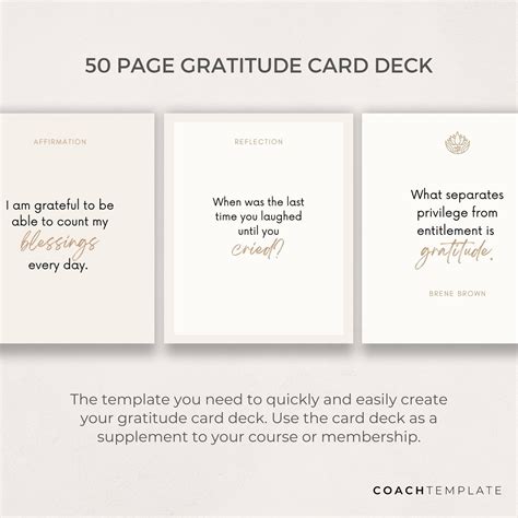 Gratitude Card Deck Canva Template Gratefulness Affirmation Quote