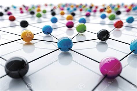 Colorful Spheres Connected By Wires Representing Communication And Connection Concept Stock