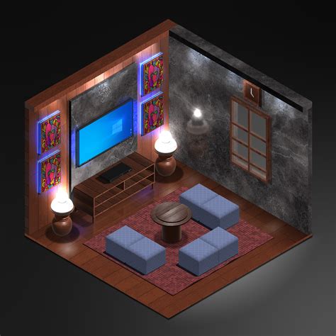 3d Isometric Room Vector On Behance