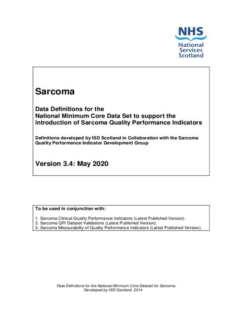 Fillable Online Sarcoma Data Definitions National Minimum Core Data Set