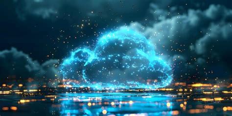 Visual Representation Of Cloud Server Storage Data In Blue Digital