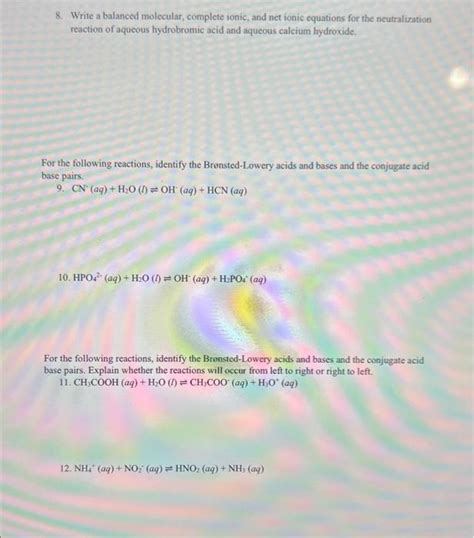 Solved Write A Balanced Molecular Complete Ionic And Chegg