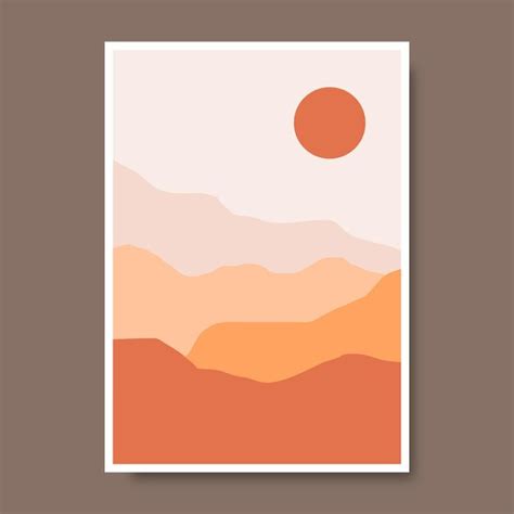 산악 풍경 컨셉과 파스텔 색상의 포스터 프리미엄 벡터