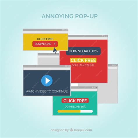 Free Vector Annoying Pop Up Collection With Flat Design