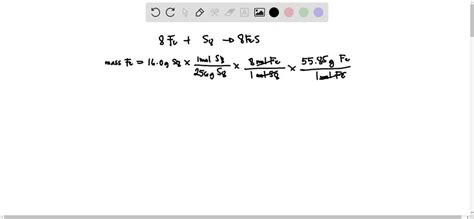 solved given the following equation fe s8 — fes what mass of iron