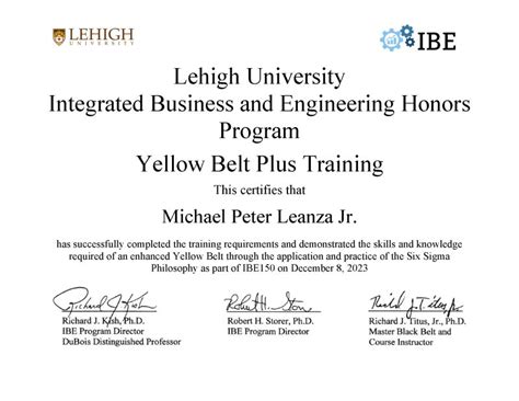 Michael Leanza On Linkedin I Am Happy To Announce I Have Received My Lean Six Sigma Yellow Belt