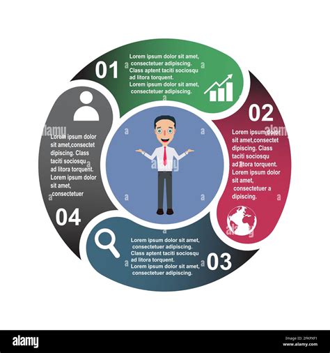 4 Step Vector Element In Four Colors With Labels Infographic Diagram Business Concept Of 4