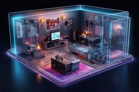 premium photo ai home security system with holographic interface