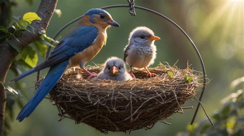 Premium Photo Beautiful Birds In Nest
