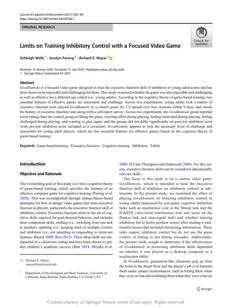 Limits On Training Inhibitory Control With A Focused Video Game