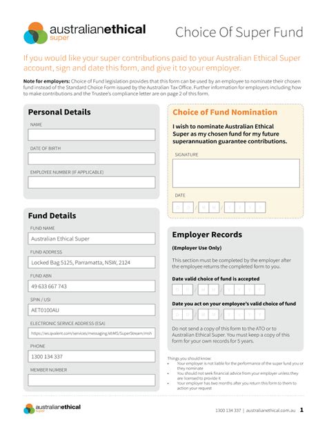 Fillable Online Choice Of Super Form Australian Ethical Investment Fax Email Print PdfFiller