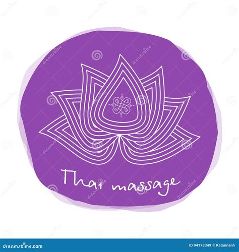 Logo Thai Massage Stylized Lotus Flower Authentic Thai Massage Stock