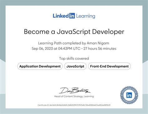 Aman Nigam On Linkedin Certificate Of Completion